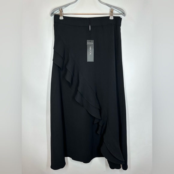 Misook | Skirts | Misook Nwt Womens Xs Black Ruffle Double Ruffle Crepe ...